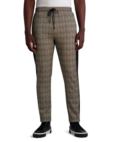 Karl Lagerfeld Paris Men's Track Pant, Brown Plaid