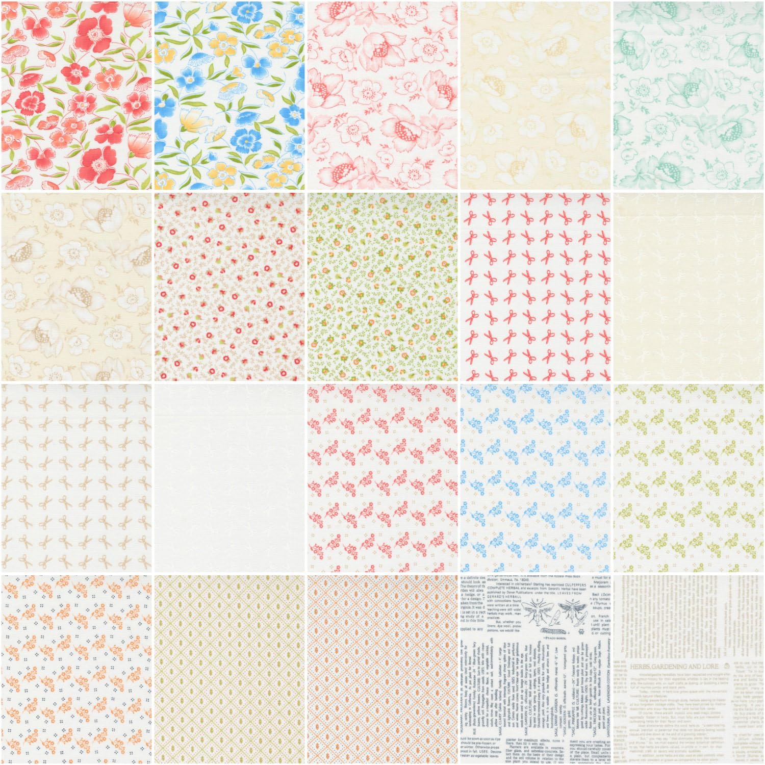 Moda Fabrics Linen Cupboard Fat Quarter Bundle by Fig Tree Co 20480AB