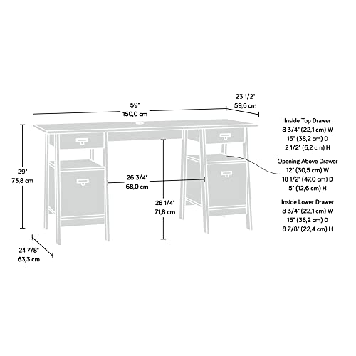 Sauder Trestle Executive Trestle Desk, Chalked Chestnut Finish & Select Collection 5-Shelf Bookcase, Chalked Chestnut Finish