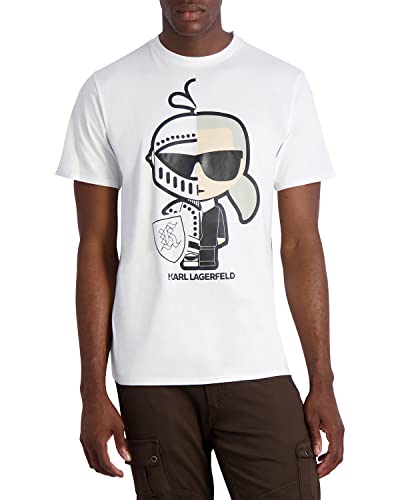 Karl Lagerfeld Paris Men's Karl Knight Printed Graphic Tee Shirt, White, M