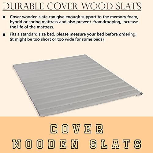 Greaton, 0.75-Inch Standard Wooden Bunkie Board/Slats with Cover, Enhance Mattress Support, Full, Grey