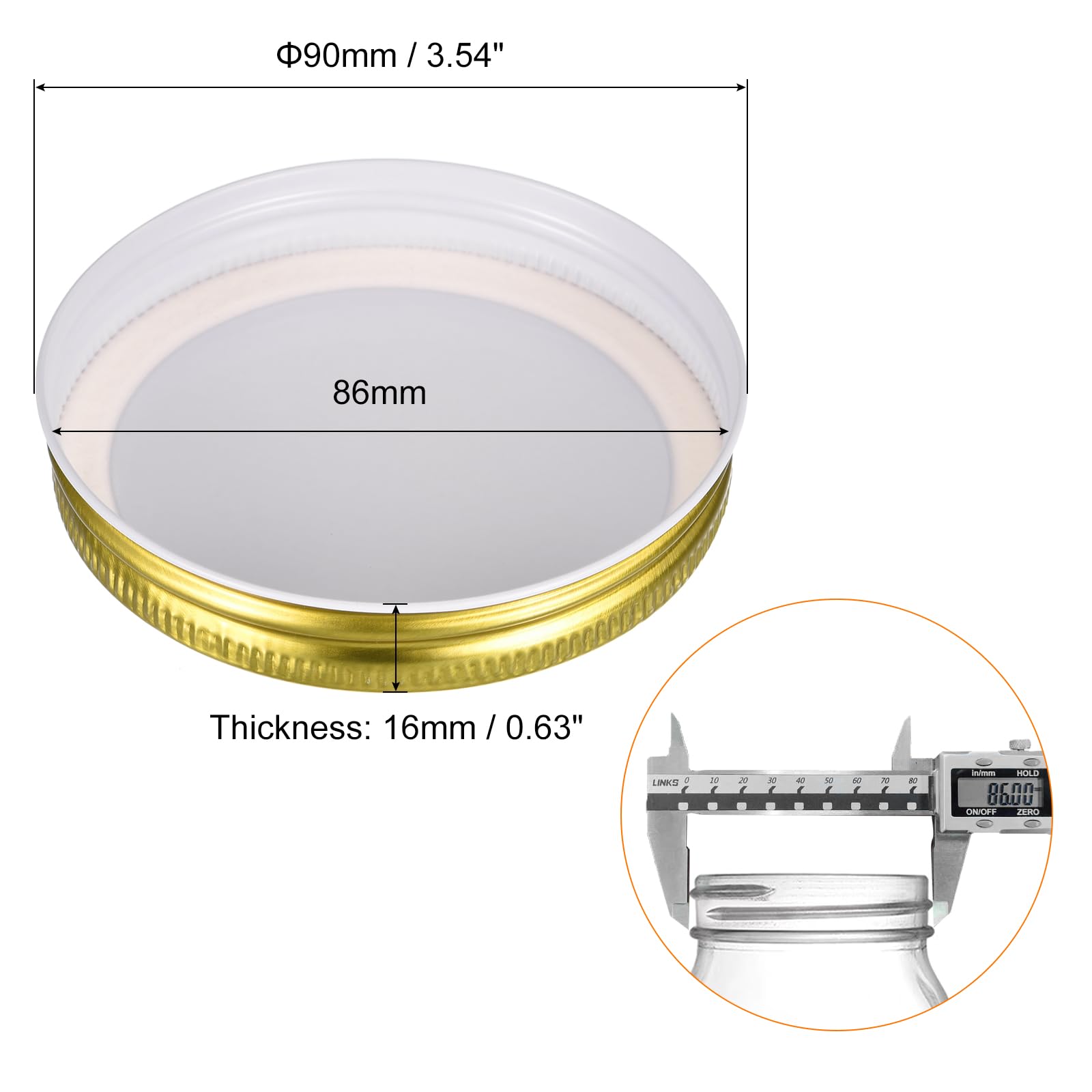 uxcell Mason Jar Lids, 24 Pcs - Tinplate Canning Lids Wide Mouth Leak Proof Fits Storage Jars (Gold)