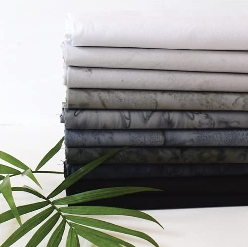 Fat Quarter Bundle - Cotton Batiks Anthology Fabrics Lava Solids Nightfall Black Gray White Grayscale Tonal 10 Fat Quarters Quilter's Cotton Fabric Precuts (LAVAFATQ-8) M208.62