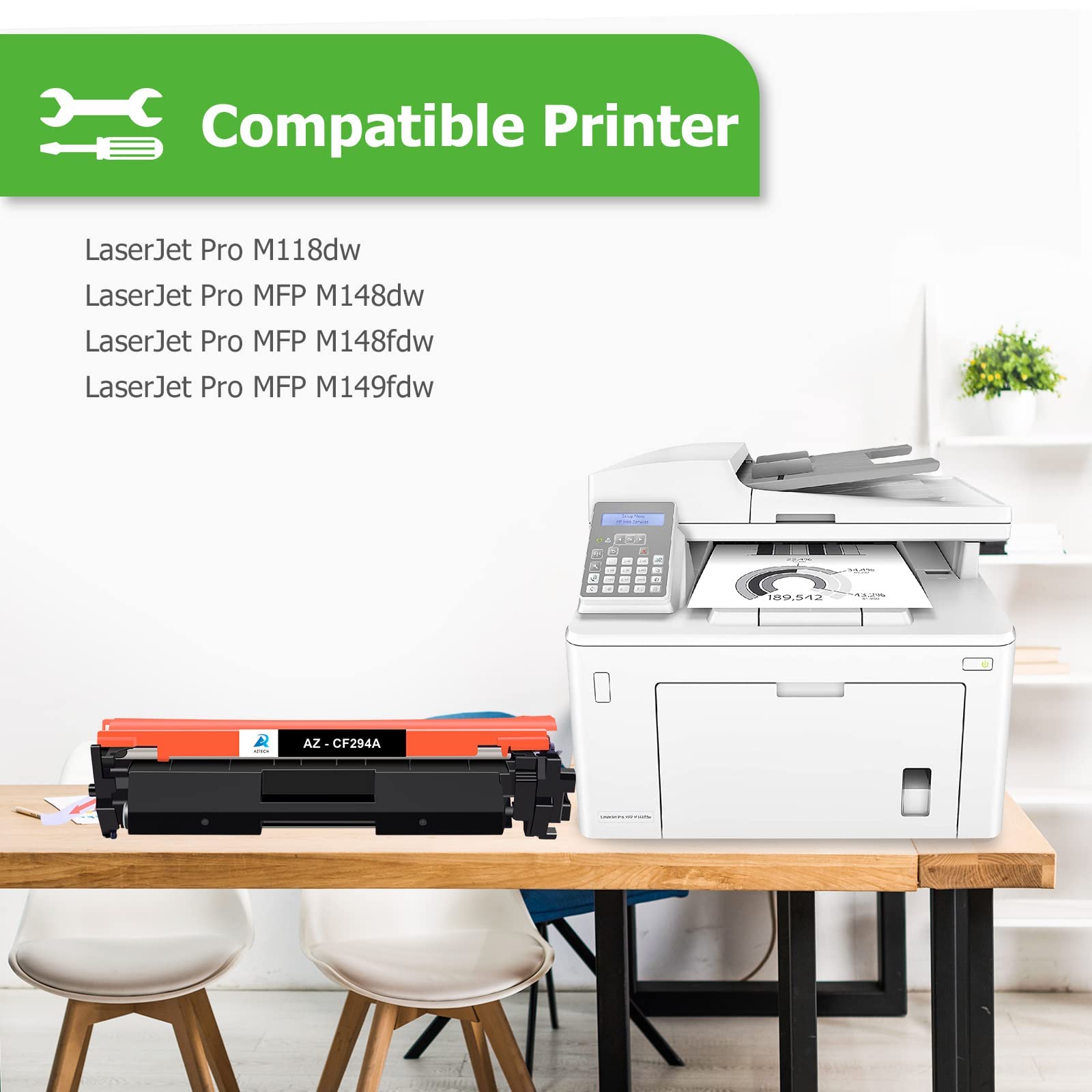 Aztech Compatible Toner Cartridge Replacement for HP 94A CF294A 94X CF294X Pro M118dw MFP M148dw M148fdw M149fdw M118 M148 M149 Printer High Yield Ink (Black 2-Pack)