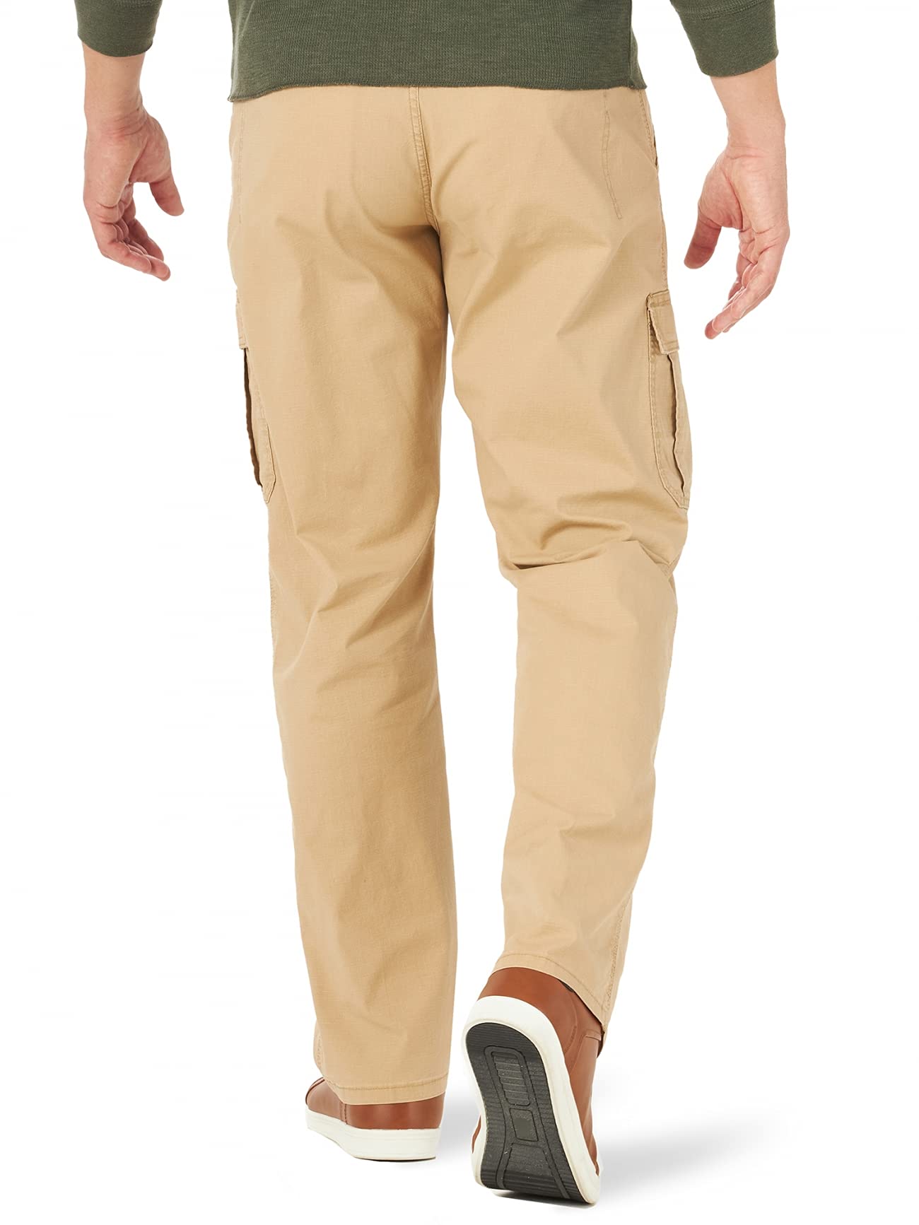 Wrangler Authentics Men's Relaxed Fit Stretch Cargo Pant, Travertine Ripstop, 36W x 29L