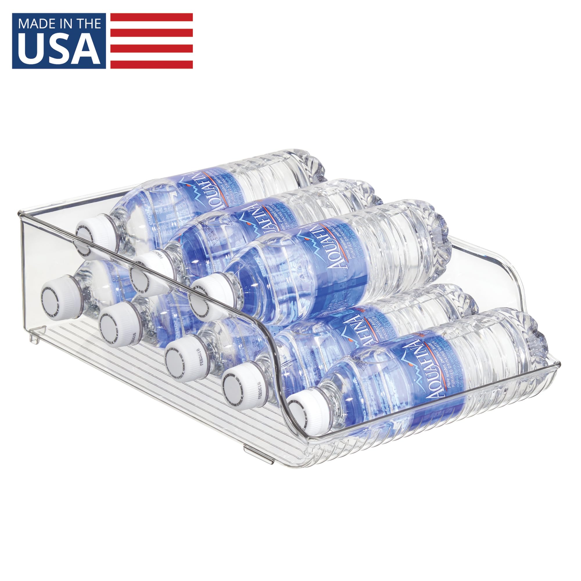 iDesign Recycled Water Bottle Organizer Bin for Kitchen, Basement, Garage Fridge, Set of 1, Clear Plastic