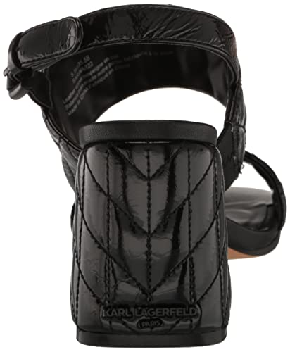 Karl Lagerfeld Paris Women's Sarina Open Toe Leather Heeled Sandal, Black Quilted, 7