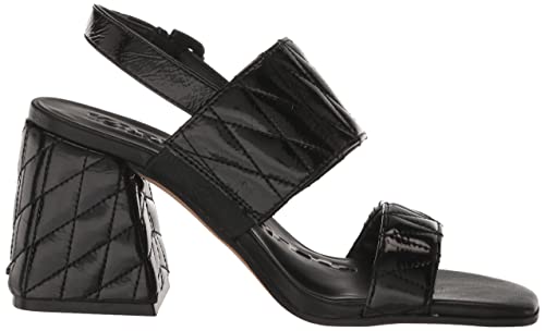 Karl Lagerfeld Paris Women's Sarina Open Toe Leather Heeled Sandal, Black Quilted, 7