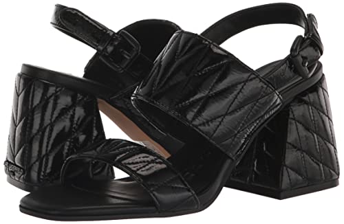 Karl Lagerfeld Paris Women's Sarina Open Toe Leather Heeled Sandal, Black Quilted, 7