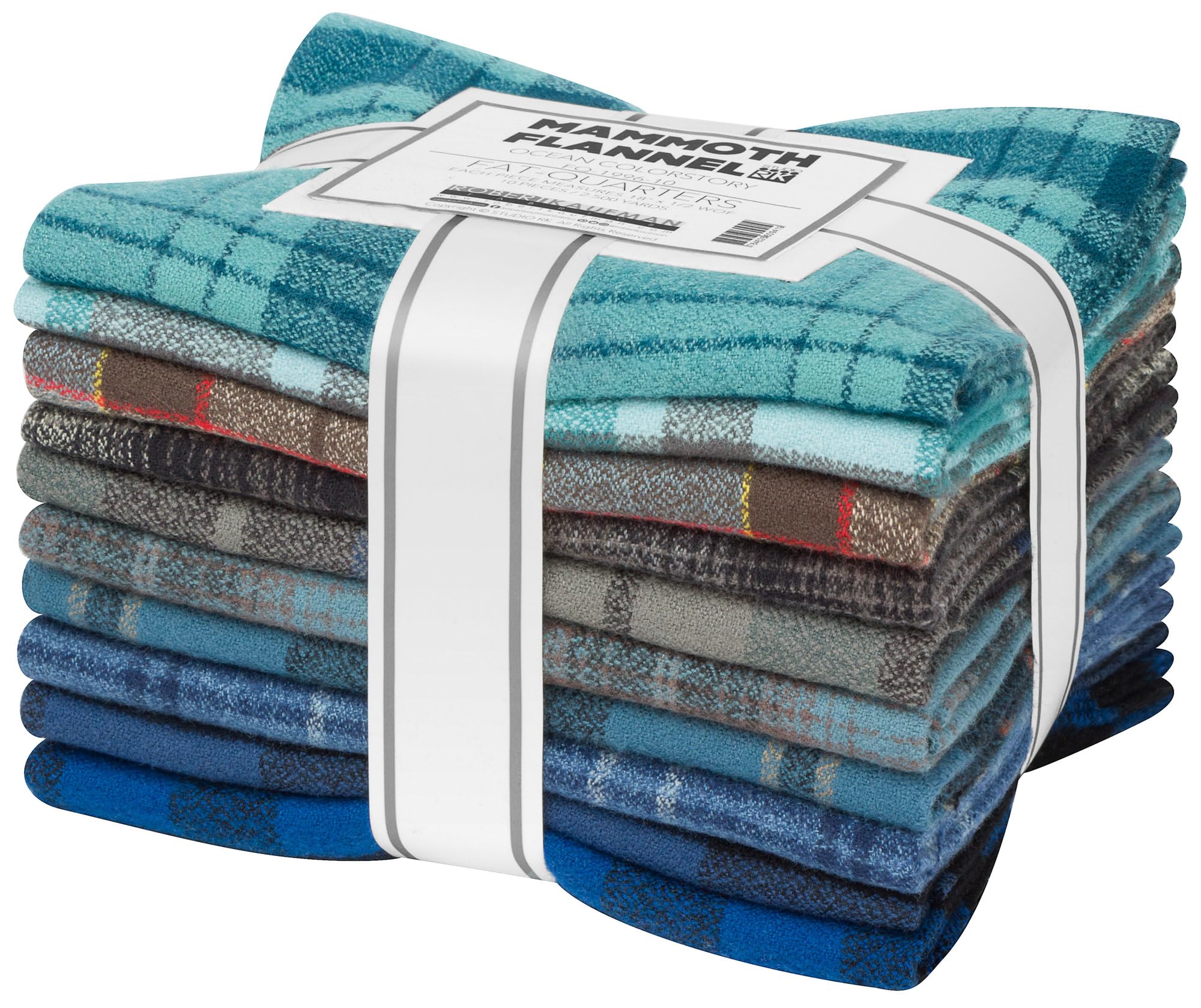 Robert Kaufman Fat Quarter Bundles: Ocean FQ-1996-10 Pieces, 2.5 Yards, 100% Cotton USA Made, Quilting Fabric for Shirts, Loungewear