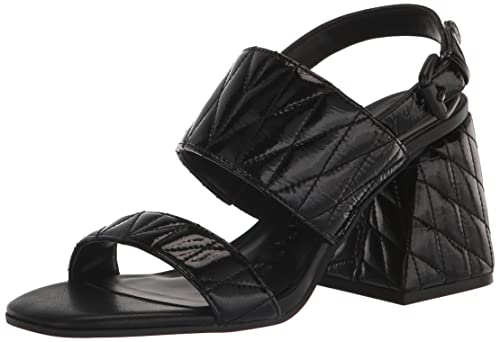 Karl Lagerfeld Paris Women's Sarina Open Toe Leather Heeled Sandal, Black Quilted, 7