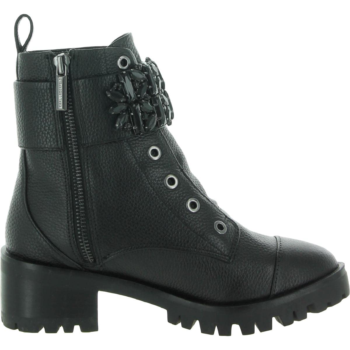 Karl Lagerfeld Paris mens Pippa Combat Boot, Black, 8.5 US