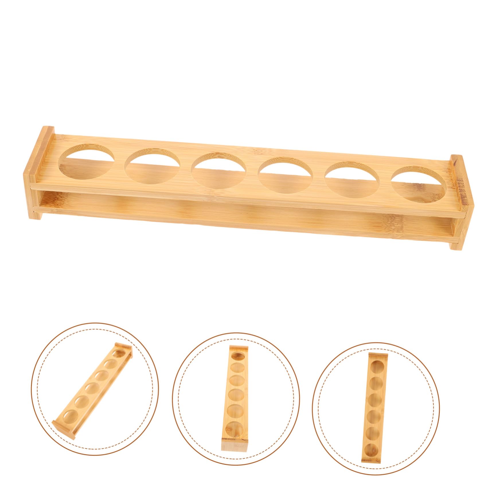 Cabilock Wine Cup Server Dish Wood Beer Flight Tray Bamboo Wine Glass Holder Modern Wooden Wine Rack Wine Cup Display Rack 6 Holes Wine Cup Server Dish Wood Paddle Serving Tray