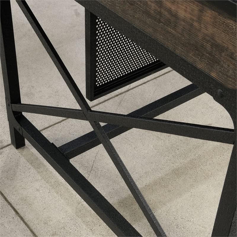 Sauder Foundry Road Engineered Wood/Metal 60x30 Table Desk in Carbon Oak