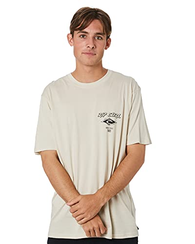 Rip Curl Icons Tee, Logo Graphic Cotton Jersey T-Shirt for Men, Bone, XX-Large