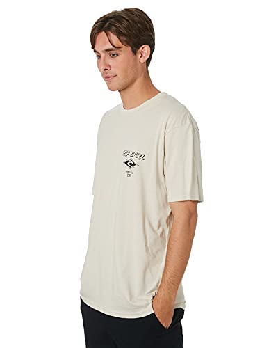 Rip Curl Icons Tee, Logo Graphic Cotton Jersey T-Shirt for Men, Bone, XX-Large