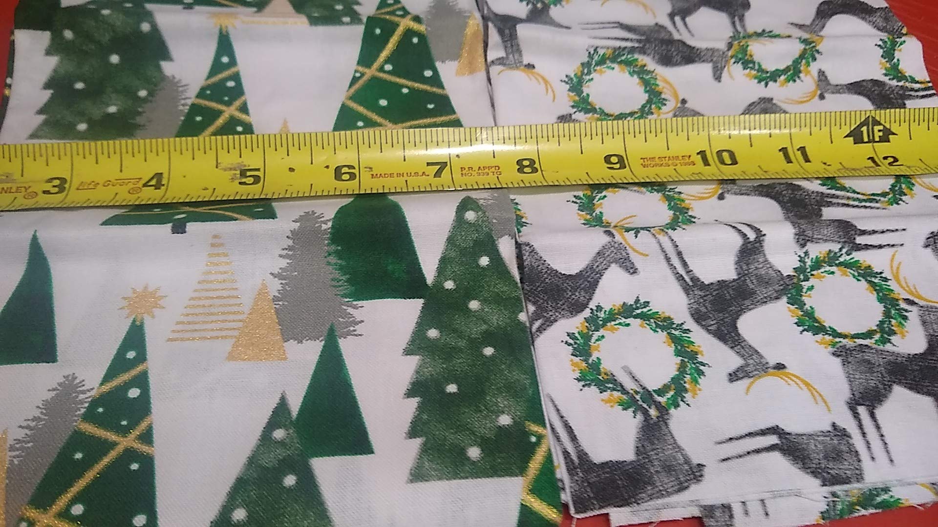 Fat Quarter Fabric Bundle Set 5 (1/4 Yard) Holiday Christmas Pine Trees Deer Peace Love Cotton Stack