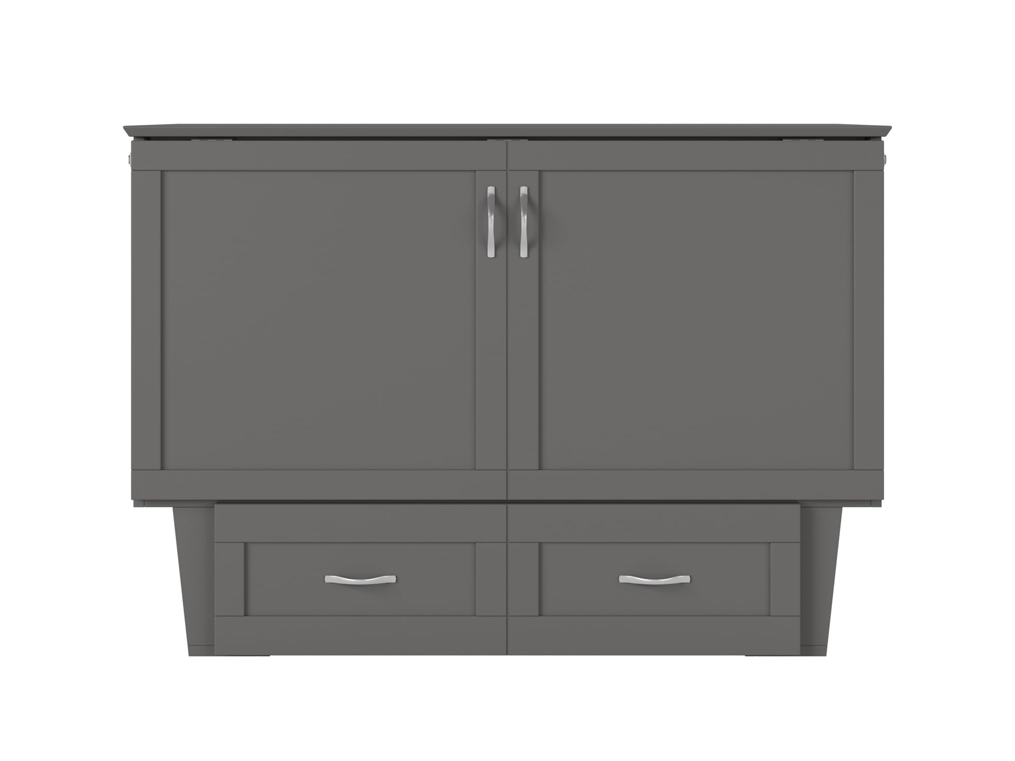 AFI Monroe Full Size Murphy Bed Chest with Mattress, Storage, & Built-in Charger in Grey