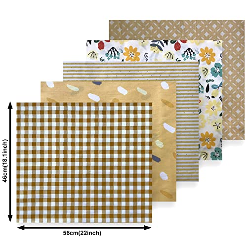 Gnognauq 6pcs 18 x 22 inches (46cmx56cm) Fat Quarters Quilting Fabric Bundles Quilting Fabric for Scrapbooking Cloth Sewing DIY Crafts Handmade (Yellow Series)