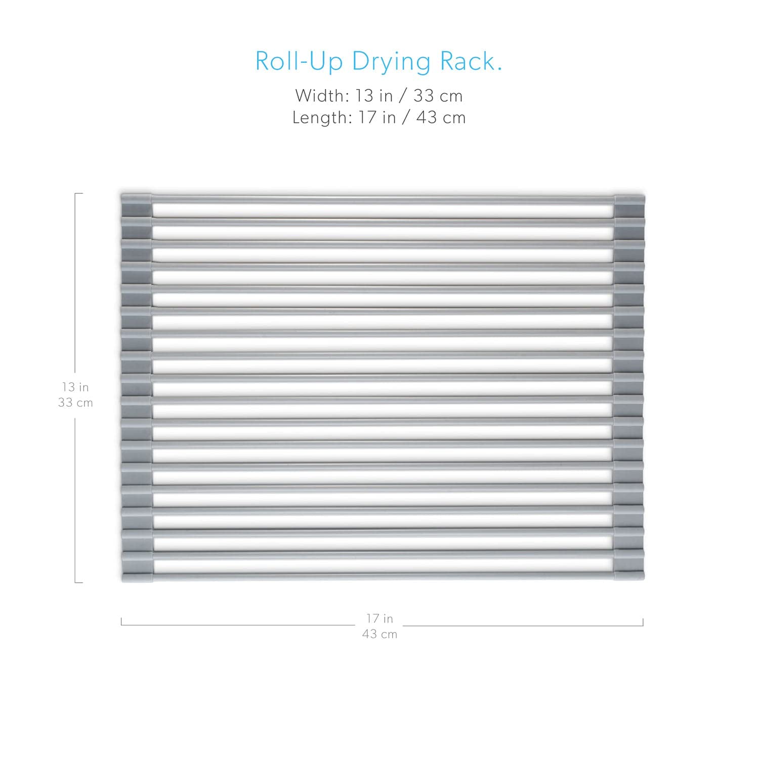 Roll Up Dish Drying Rack - Silicone Dish Drying Rack Over The Sink Kitchen (17" x 13") - Foldable Farmhouse Sink Drying Rack - Heavy- Duty Stainless Steel Core - BPA Free & Dishwasher Safe by DI ORO