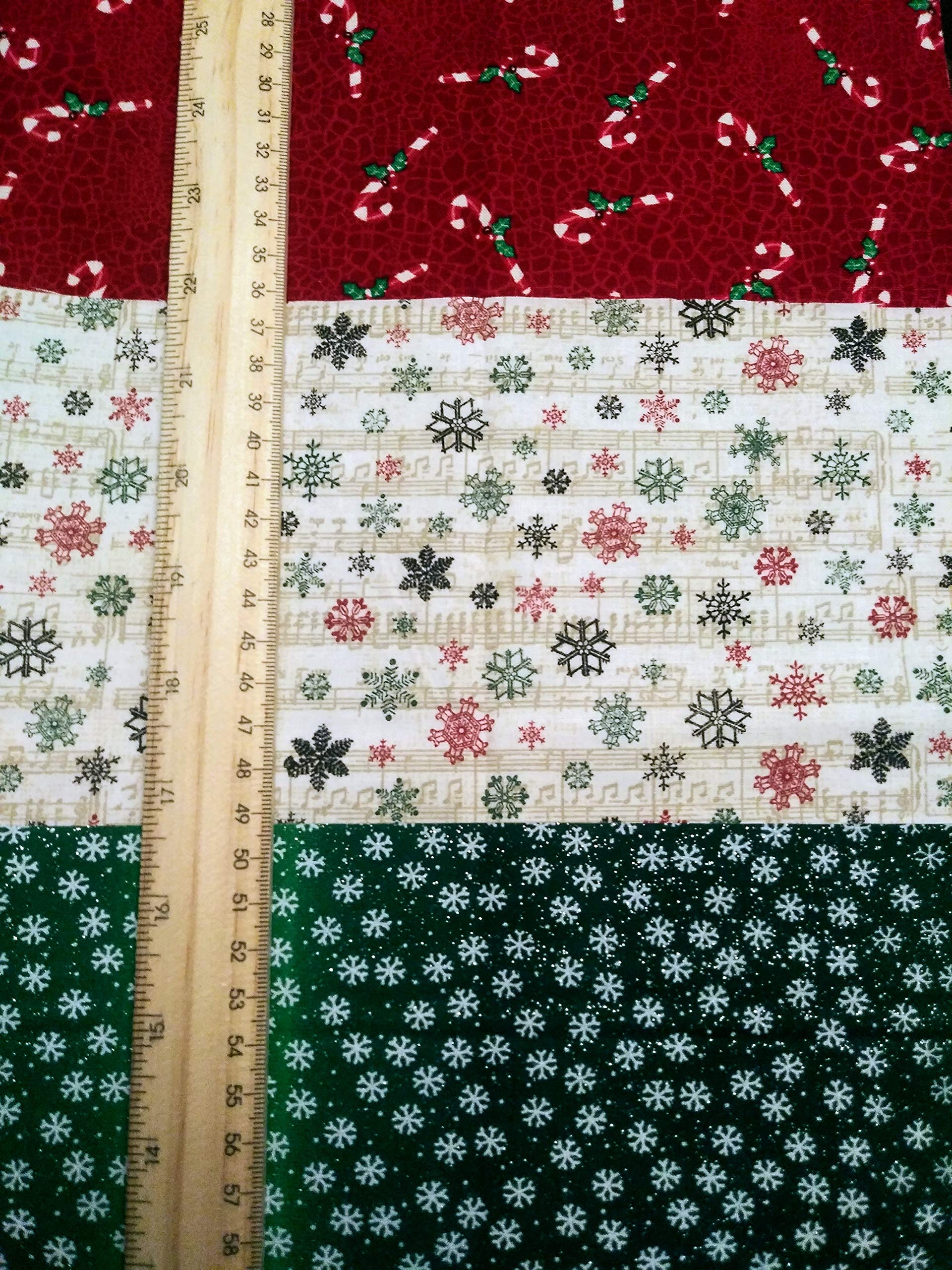 Fat Quarter Bundle by Vertical Vortex Farmhouse Gnomes Fat Quarter Fabric Bundle Set 5 (1-4 Yard) Snowflakes Santa, Multi, 18x21