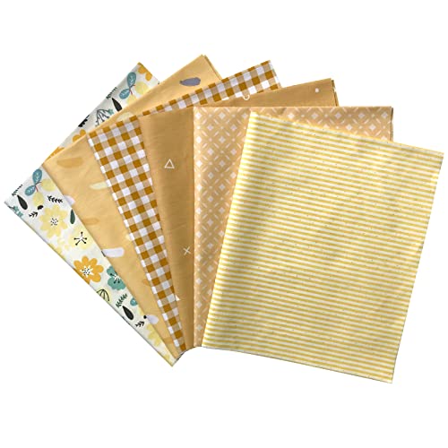 Gnognauq 6pcs 18 x 22 inches (46cmx56cm) Fat Quarters Quilting Fabric Bundles Quilting Fabric for Scrapbooking Cloth Sewing DIY Crafts Handmade (Yellow Series)