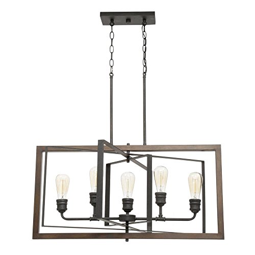 Home Decorators Collection Palermo Grove Collection 5-Light Black Gilded Iron Linear Chandelier