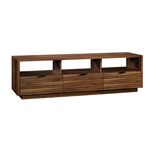Sauder Harvey Park Credenza, for TVs up to 70", Grand Walnut Finish & Harvey Park Narrow Bookcase, Grand Walnut Finish