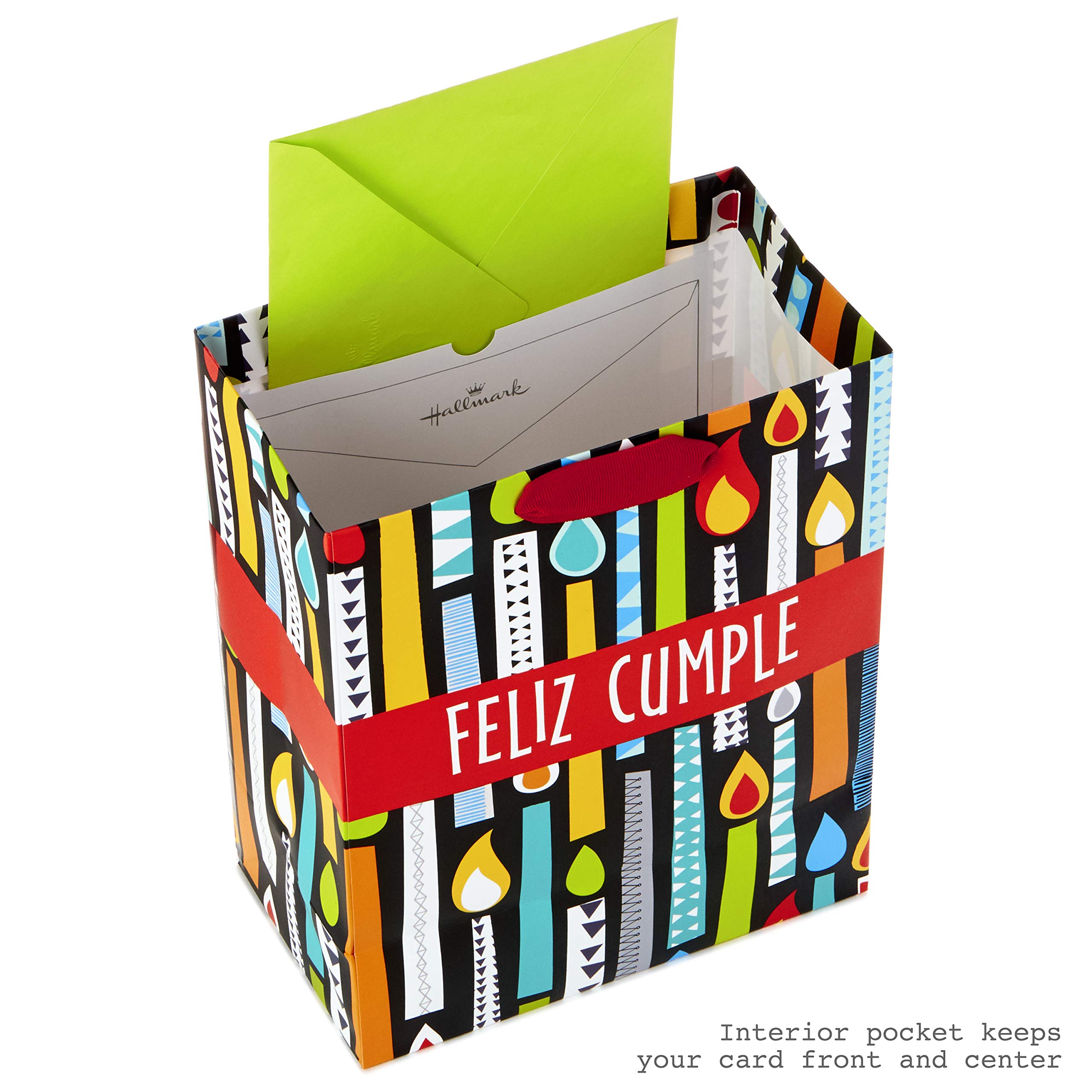 Hallmark VIDA 9" Medium Spanish Gift Bag with Tissue Paper for Birthday (Feliz Cumple)