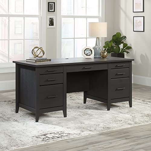 SauderĀ® Summit Station 66"W Executive Desk, Raven Oak