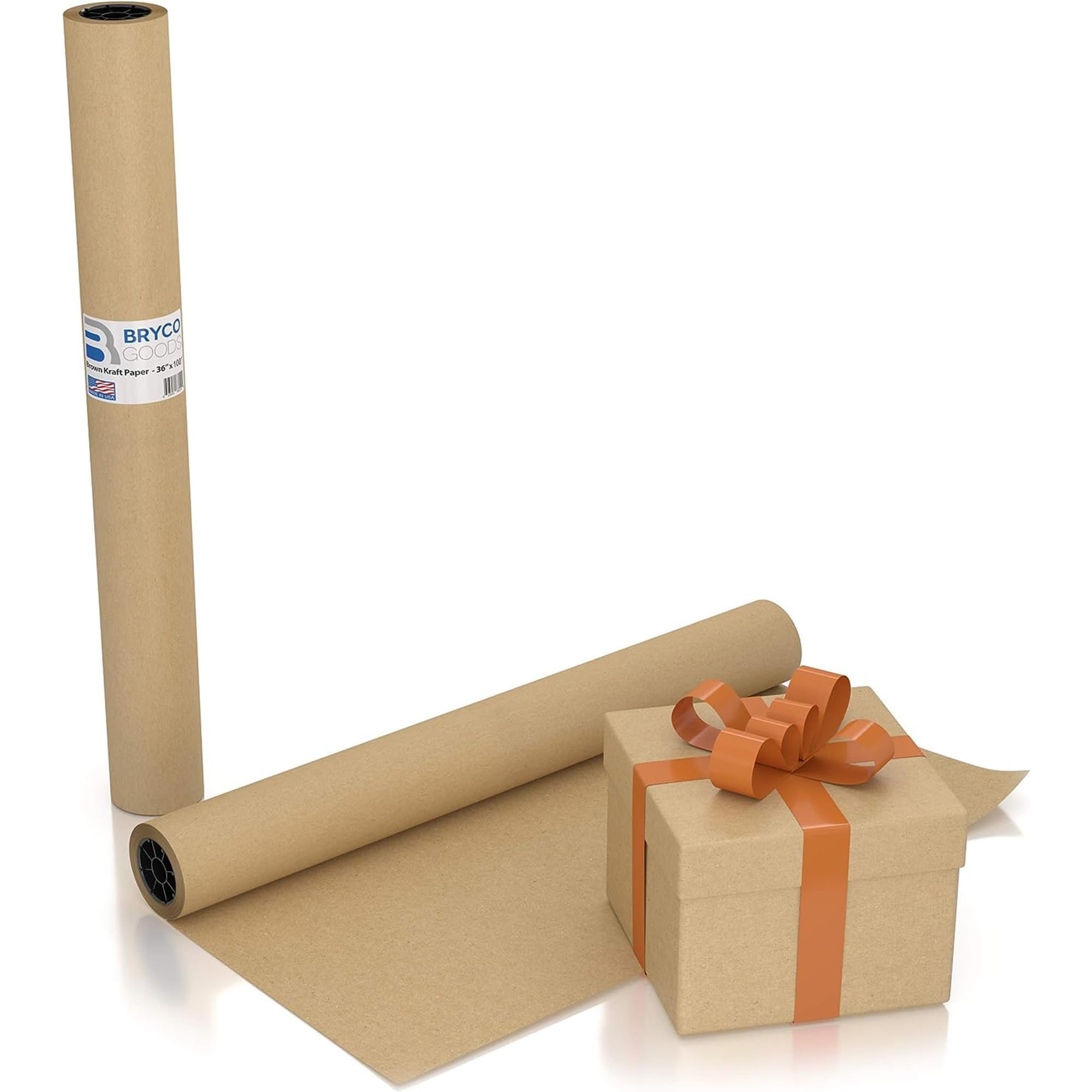 Large Brown Kraft Paper Roll - 36" x 1200" (100 ft) - Made in USA - Ideal for Gift Wrapping, Packing, Moving, Postal, Shipping, Parcel, Wall Art, Crafts, Bulletin Boards, Floor Cover or Table Runner
