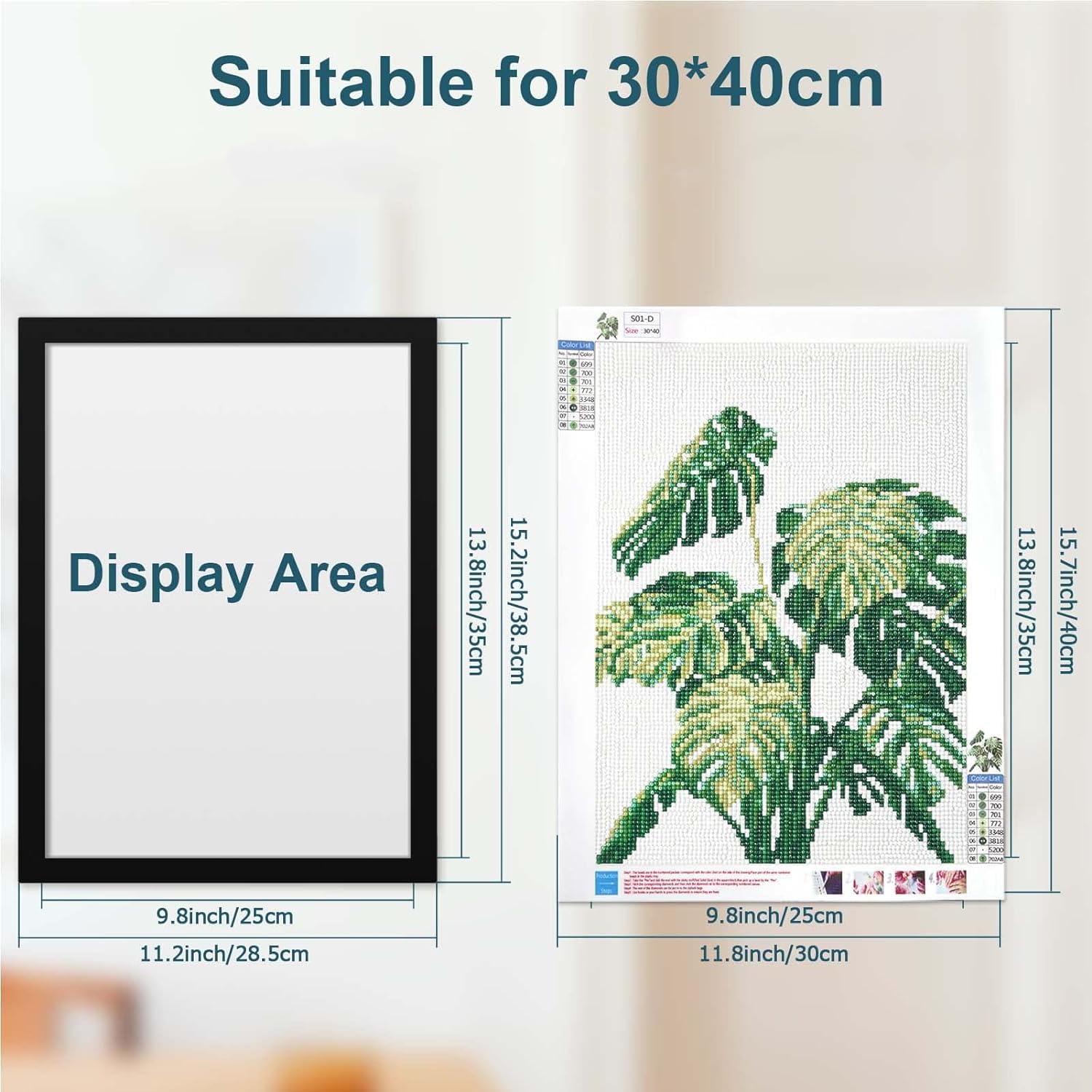 PP OPOUNT 4 PCS Diamond Art Frames, 30 x 40 cm Self-Adhesive Diamond Picture Frame, Magnetic Picture Frame For Diamond Art Display and Protection, Window, Home Wall Office Decor