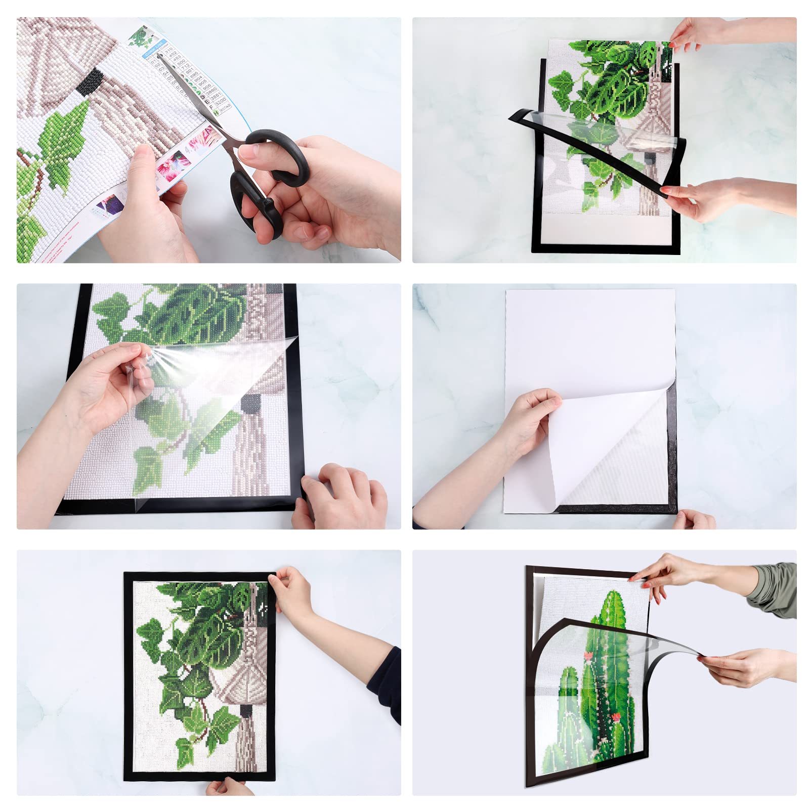 PP OPOUNT 4 PCS Diamond Art Frames, 30 x 40 cm Self-Adhesive Diamond Picture Frame, Magnetic Picture Frame For Diamond Art Display and Protection, Window, Home Wall Office Decor