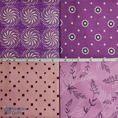 Needles Quilt Studio - 8 Fat Quarters 22" X 18" (Amethyst Garden) | Cotton Quilting Fabric Bundles - Quarter Yard Material for Sewing & Quilters - Precut Bundle Pattern Cloth Packs