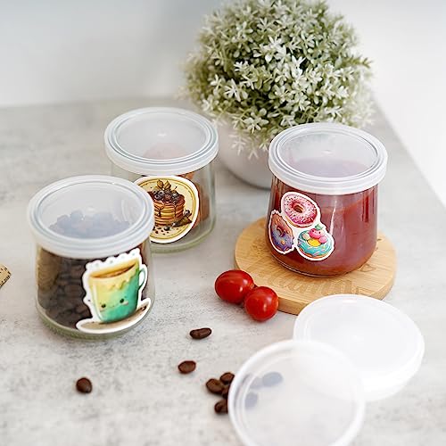 Oui Yogurt Jar Lids, 48 Pcs Oui Yogurt Jar Lids Set, Clear Plastic Jar Replacement Lids Compatible with Oui Yogurt Jars, Lids for Oui Yogurt Jars