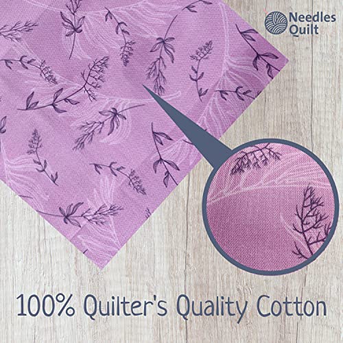Needles Quilt Studio - 8 Fat Quarters 22" X 18" (Amethyst Garden) | Cotton Quilting Fabric Bundles - Quarter Yard Material for Sewing & Quilters - Precut Bundle Pattern Cloth Packs