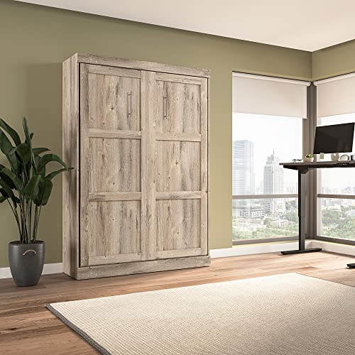 BESTAR Pur Murphy, Space-Saving Wall Bed for Multipurpose Guest Room or Home Office, Full, Rustic Brown
