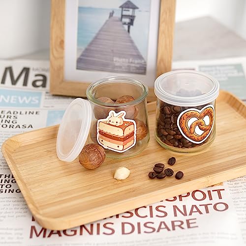 Oui Yogurt Jar Lids, 48 Pcs Oui Yogurt Jar Lids Set, Clear Plastic Jar Replacement Lids Compatible with Oui Yogurt Jars, Lids for Oui Yogurt Jars