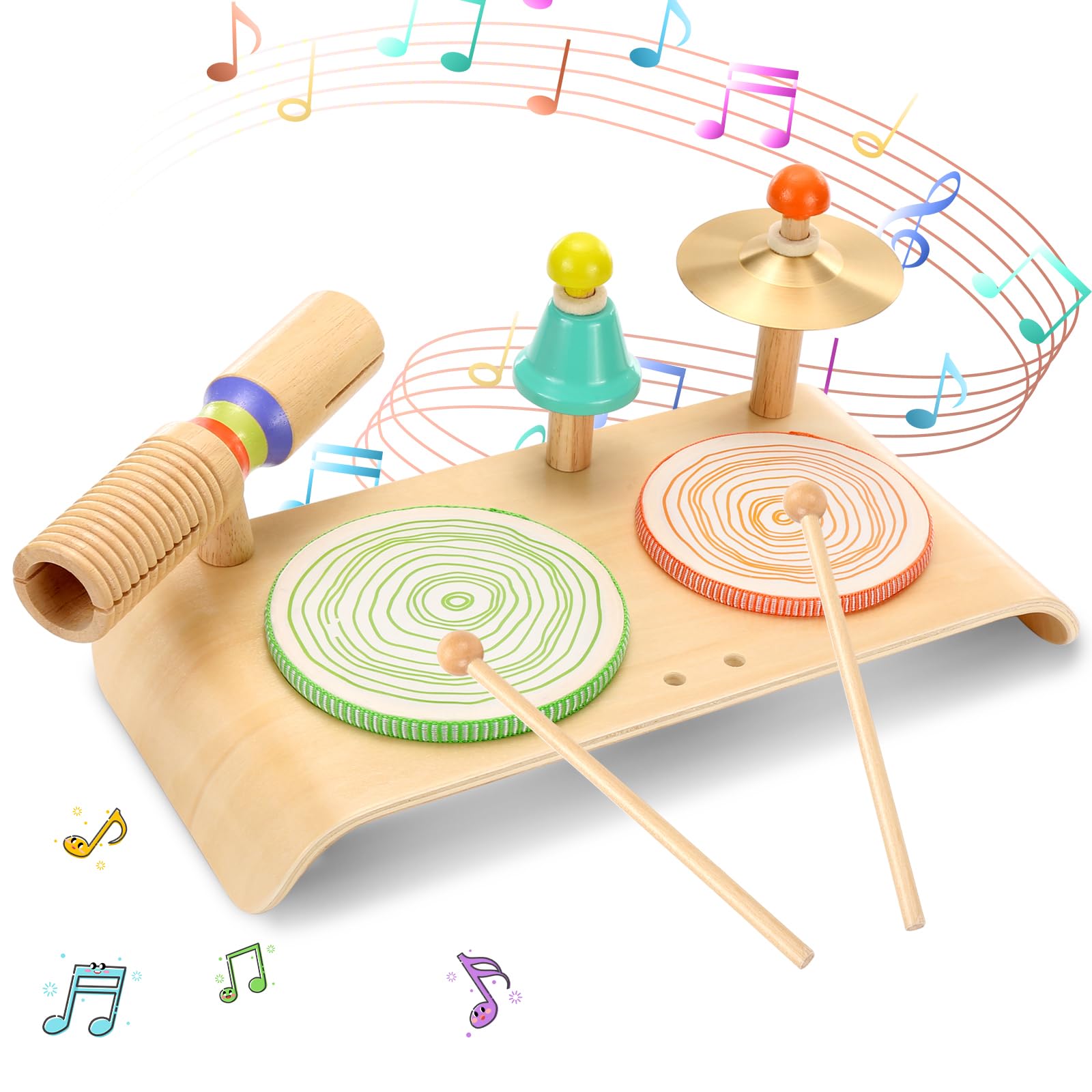 OATHX Kids Piano Keyboard, 8-in-1 Wooden Xylophone Drum Set, Musical Instrument Toys for Toddlers, Boys & Girls, Percussion and Piano Birthday Gifts for Children Ages 3+
