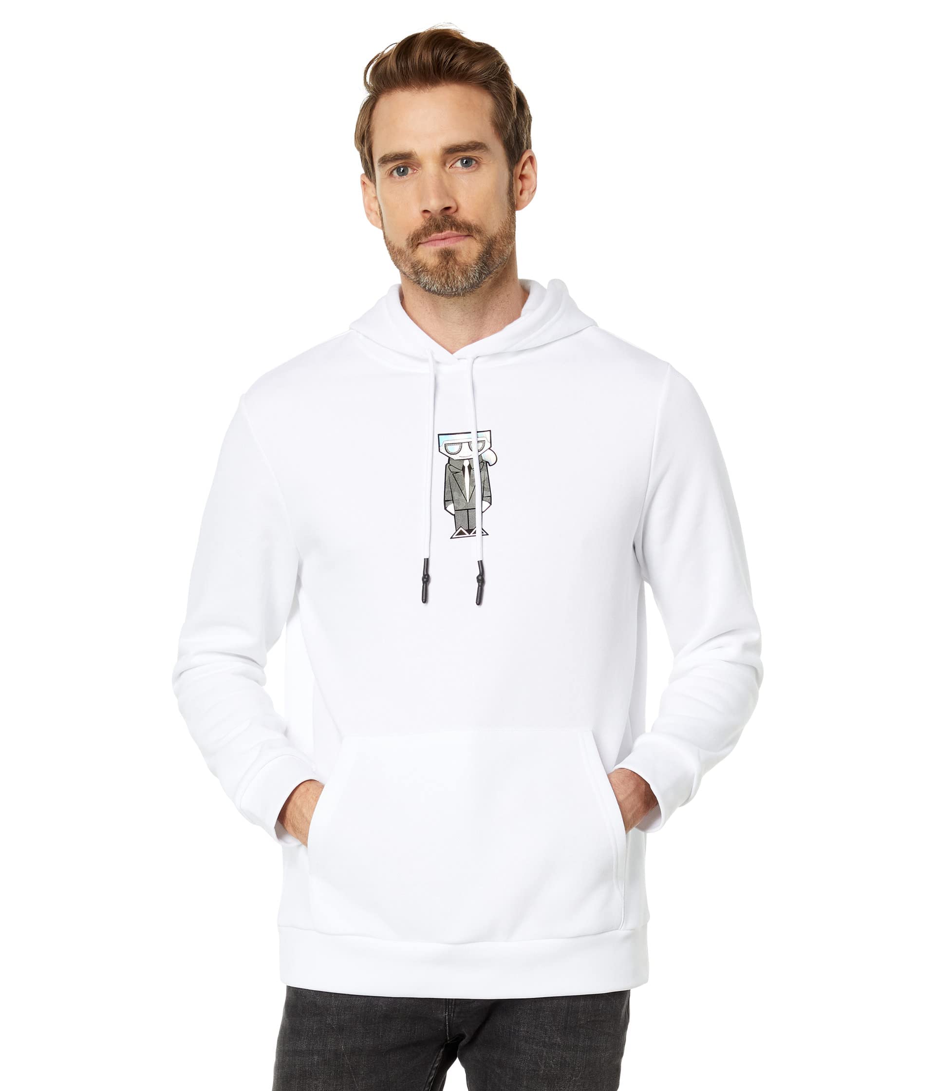 Karl Lagerfeld Paris Men's Soft Solid Hoodie, White, X-Large