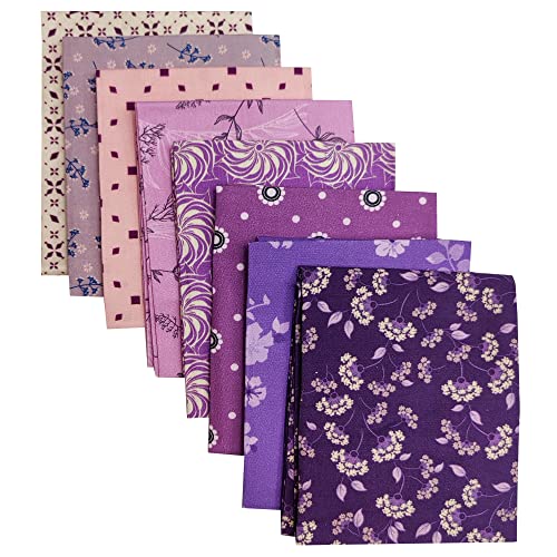 Needles Quilt Studio - 8 Fat Quarters 22" X 18" (Amethyst Garden) | Cotton Quilting Fabric Bundles - Quarter Yard Material for Sewing & Quilters - Precut Bundle Pattern Cloth Packs