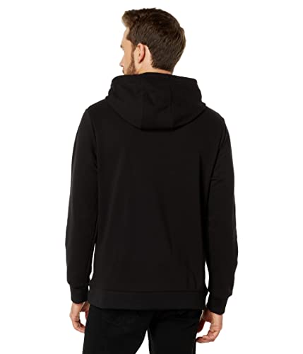 Karl Lagerfeld Paris Men's Solid Center Logo Drawcord Hoodie, Black, X-Large