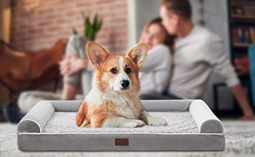 Figopage Orthopedic Dog Bed - Large/Extra Large Dogs Beds - Eggs Crate Foam Pet Dog Bed Mat Sofa with Waterproof Washable Cover, Couch Dog Beds for Medium, Large, Extra Large Pets