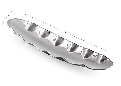 Stainless Steel Oblong Boat Dish with Wave Edge (19.25"L)