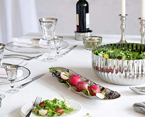 Stainless Steel Oblong Boat Dish with Wave Edge (19.25"L)