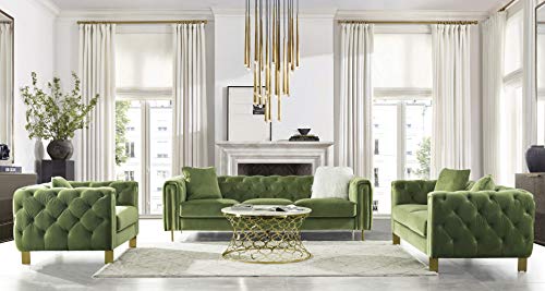 Acanva Collection Chesterfield Vintage Tufted Velvet Living Room Sofa, 72"W Loveseat, Mint Green