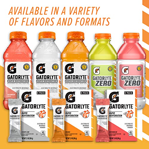 Gatorlyte Zero Electrolyte Beverage, Strawberry Kiwi, Zero Sugar Hydration, Specialized Blend of 5 Electrolytes, No Artificial Sweeteners or Flavors, 20oz Bottles (12 Pack)