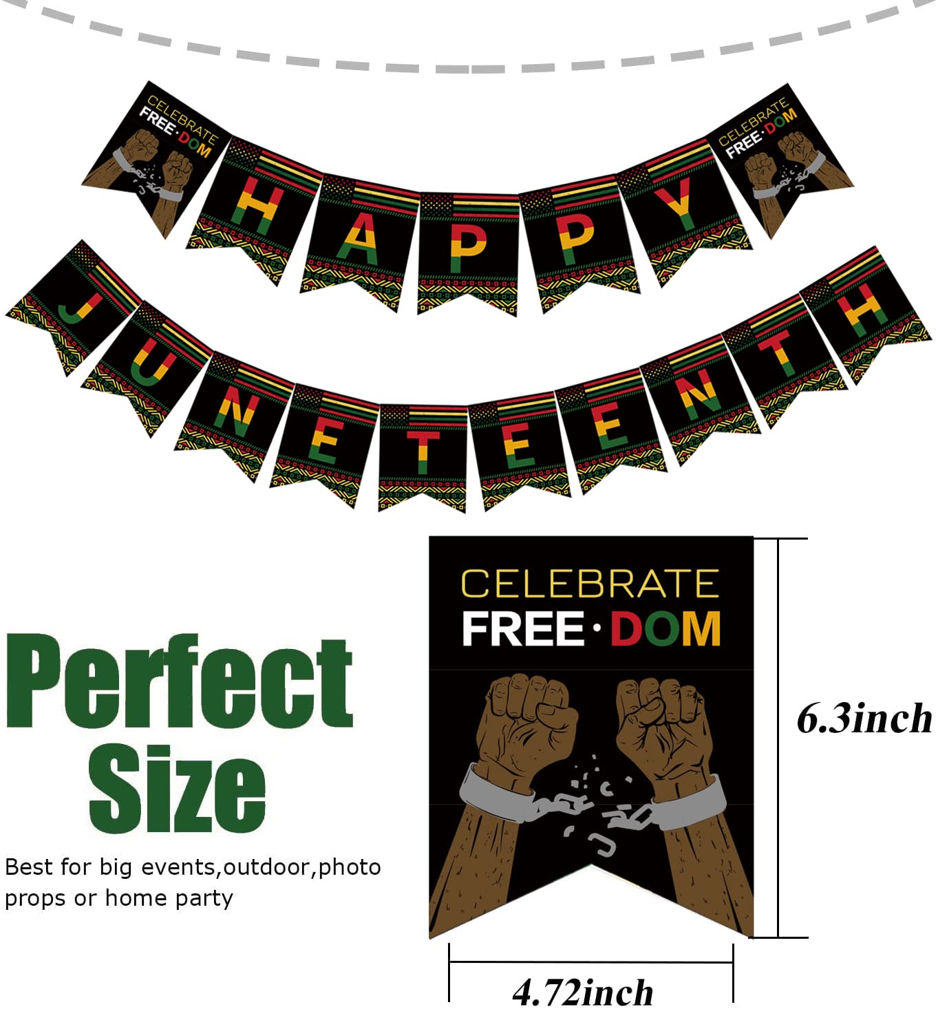 Happy Juneteenth Day Banner Party Decorations - Freedom Day Juneteenth Black Americans Independence 1865 Hanging Banner Decorations Black History Party Decorations