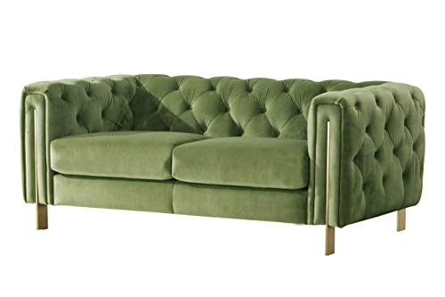Acanva Collection Chesterfield Vintage Tufted Velvet Living Room Sofa, 72"W Loveseat, Mint Green