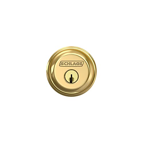 SCHLAGE B60N505 Deadbolt, Keyed 1 Side, Bright Brass